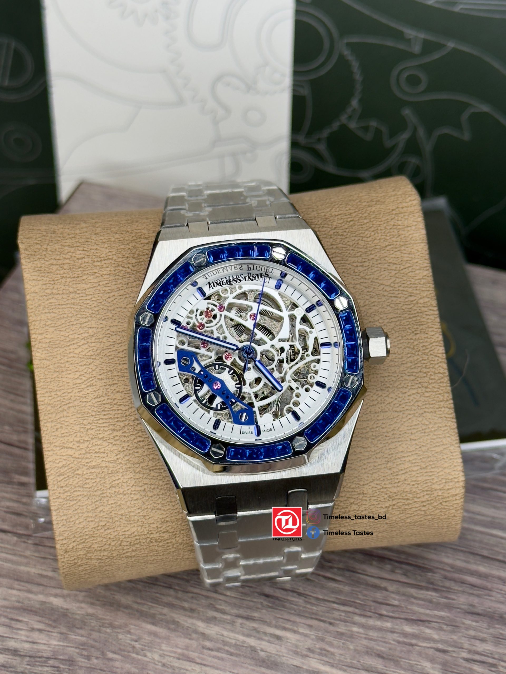 AP Royal Oak Double Balance Skeleton – Blue Stone Bezel – Timeless Tastes