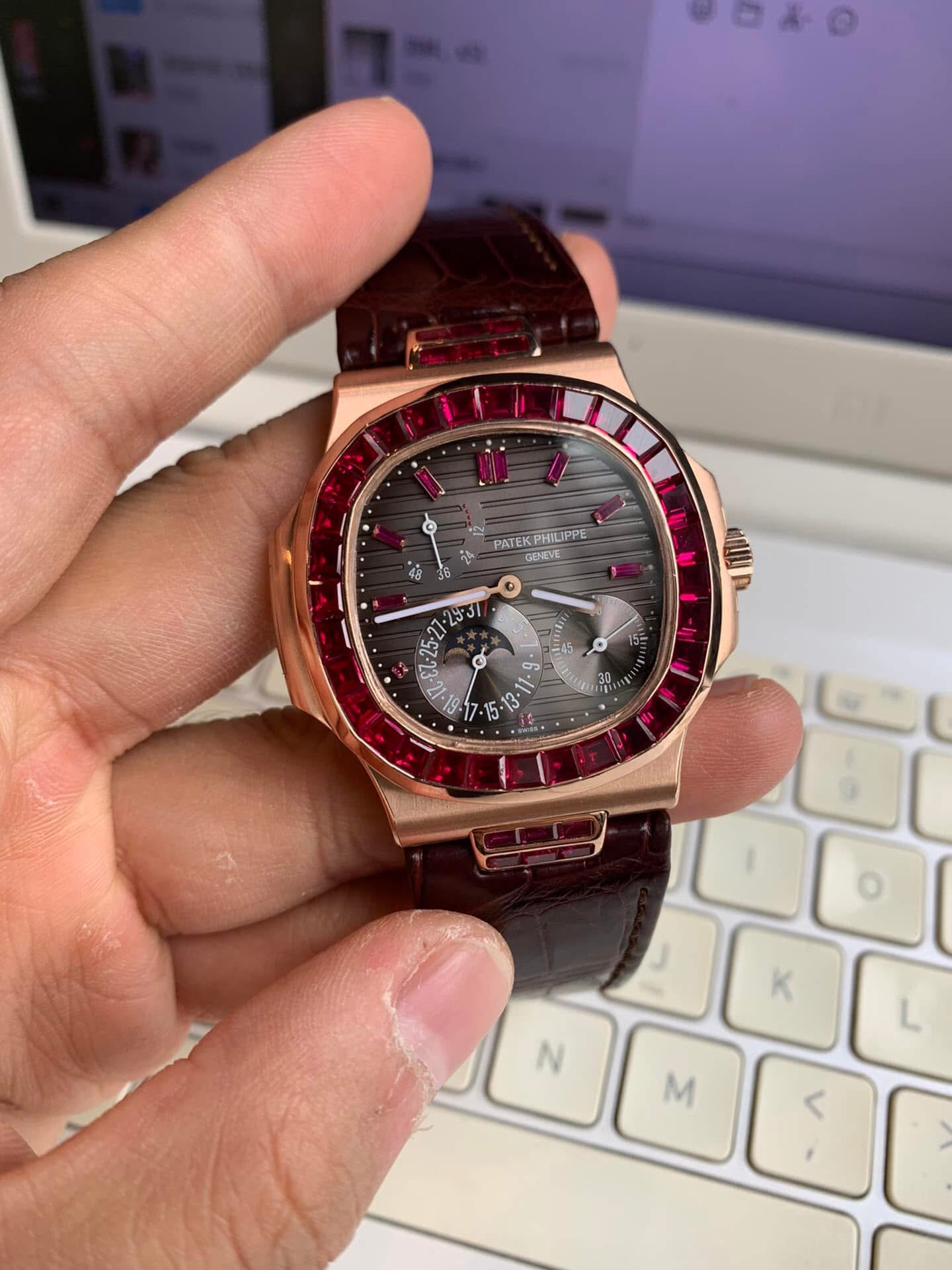 Patek Philippe Nautilus Complications – Ruby Set Rose Gold Edition (1:1 ...