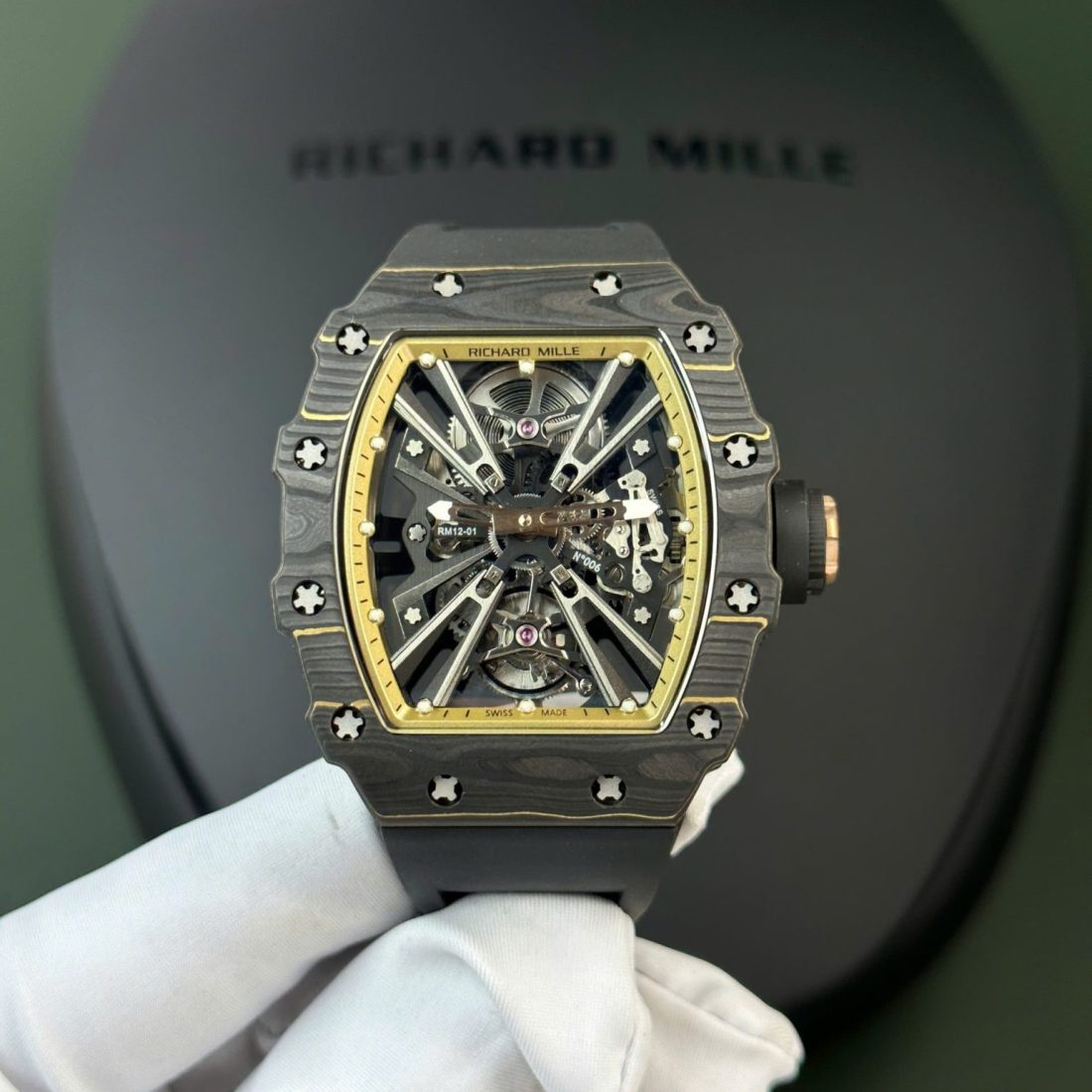 Richard Mille RM12-01 Tourbillon Carbon Swiss 1:1 Grade Watch ...