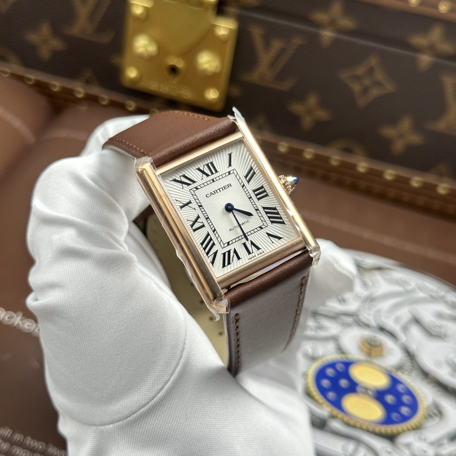 Cartier Tank Louis Watch – Swiss 1:1 Grade – White Dial, Brown Leather ...